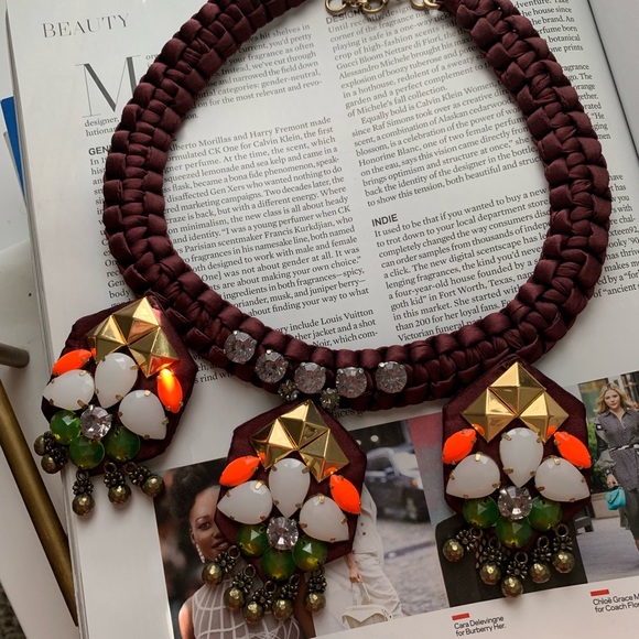 J. Crew | Jewelry | Jcrew Satin Burgundy Necklace | Poshmark